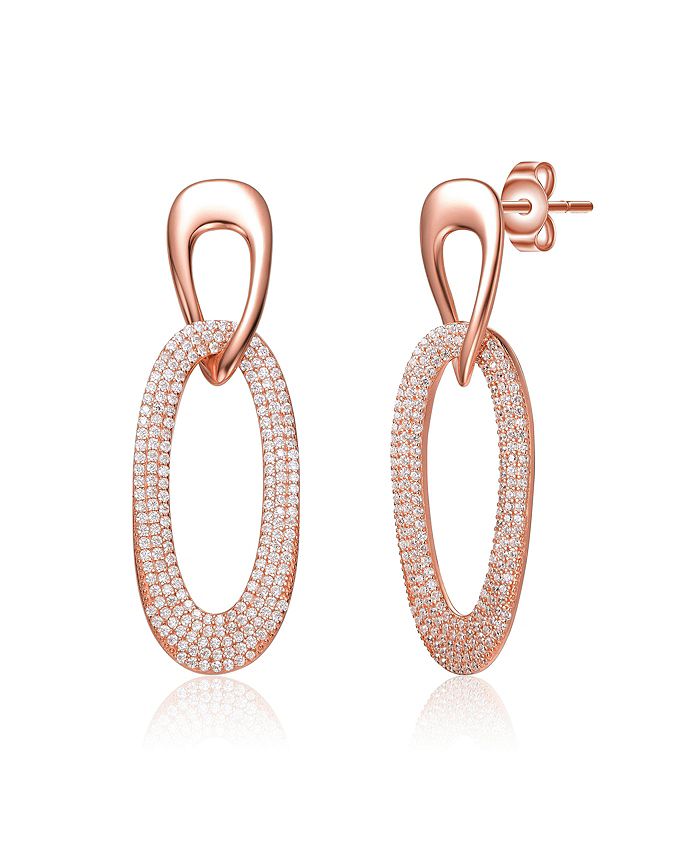 Genevive 18k Rose Gold Plated With Cubic Zirconia Raindrop Dangle