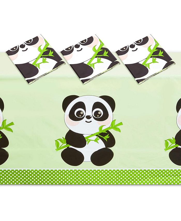 Blue Panda Green Tablecloth for Panda Birthday Party Decorations (54 x ...