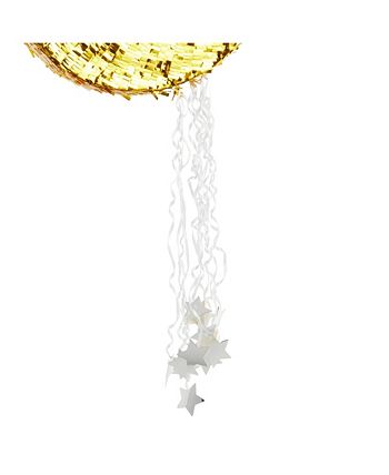 Blue Panda Gold Foil Moon Pinata with Pull Strings for Birthday Party ...