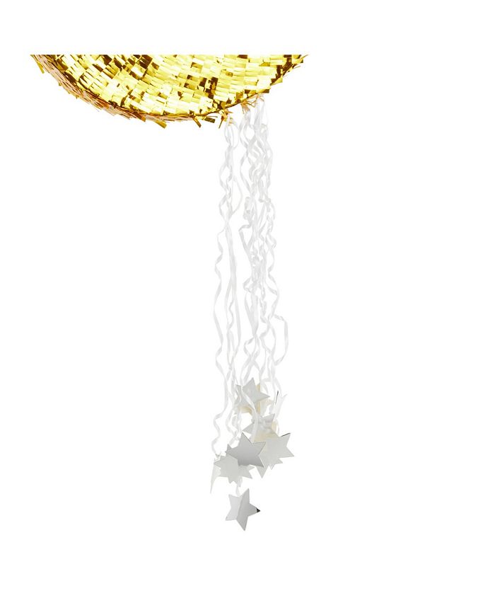 Blue Panda Gold Foil Moon Pinata with Pull Strings for Birthday Party ...