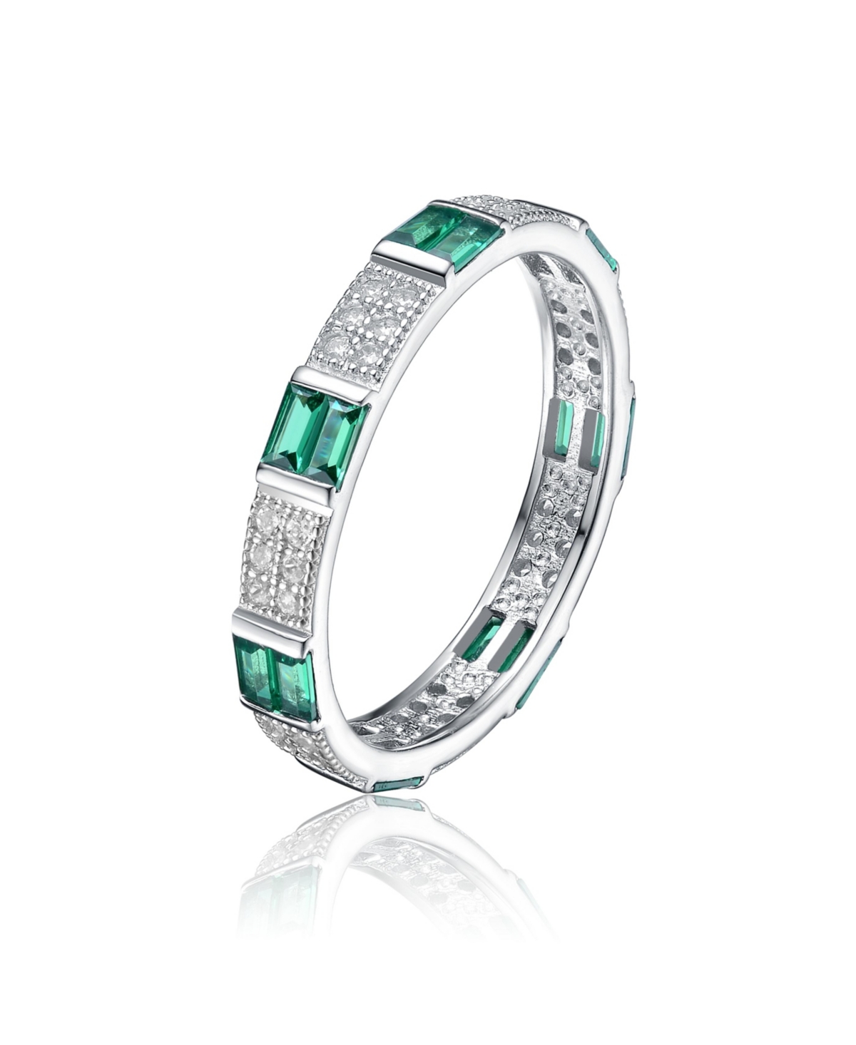 Click here for Sterling Silver White Gold Plated with Red Baguett... prices