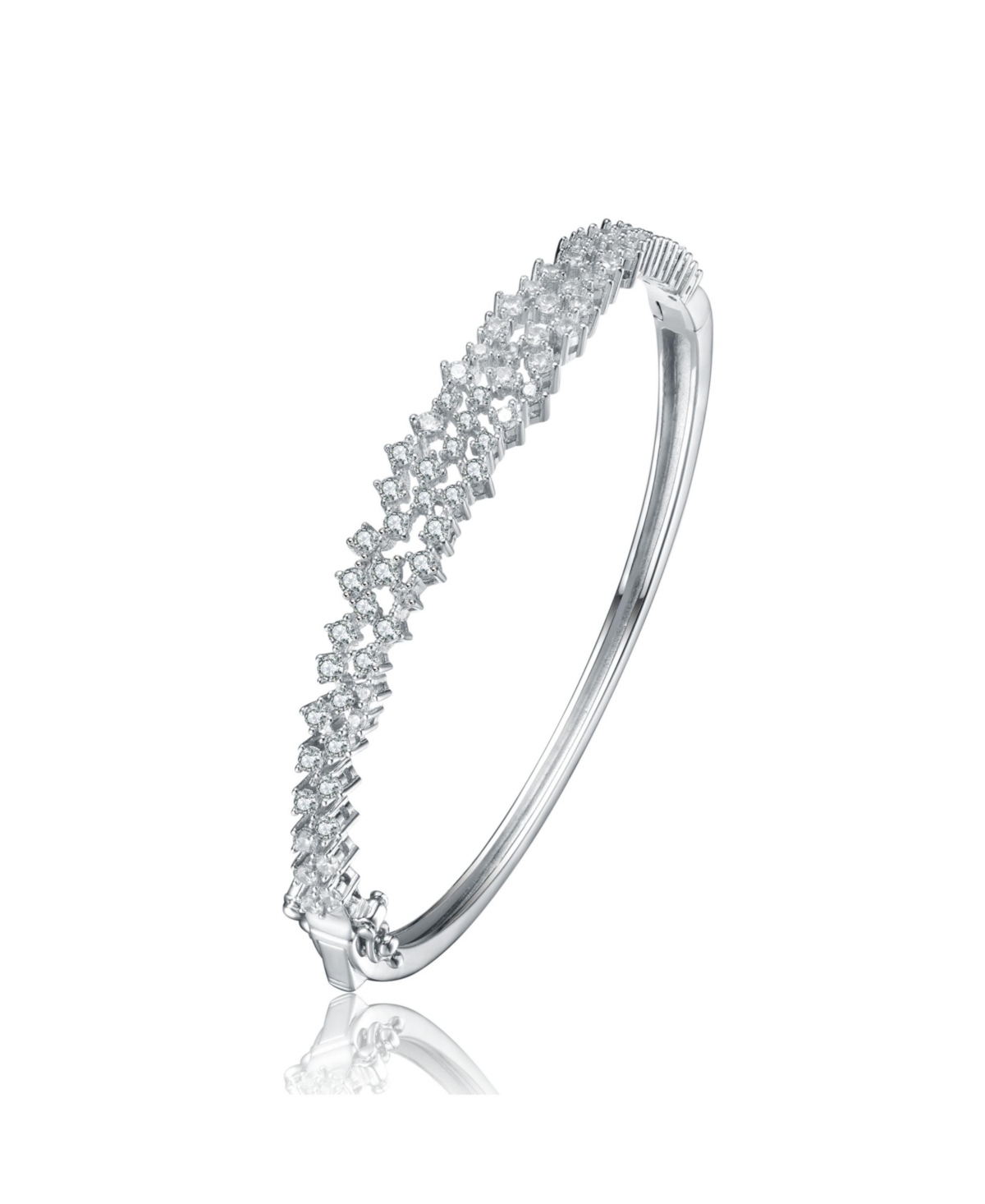 Click here for Sterling Silver with Rhodium Plated Clear Round Cu... prices