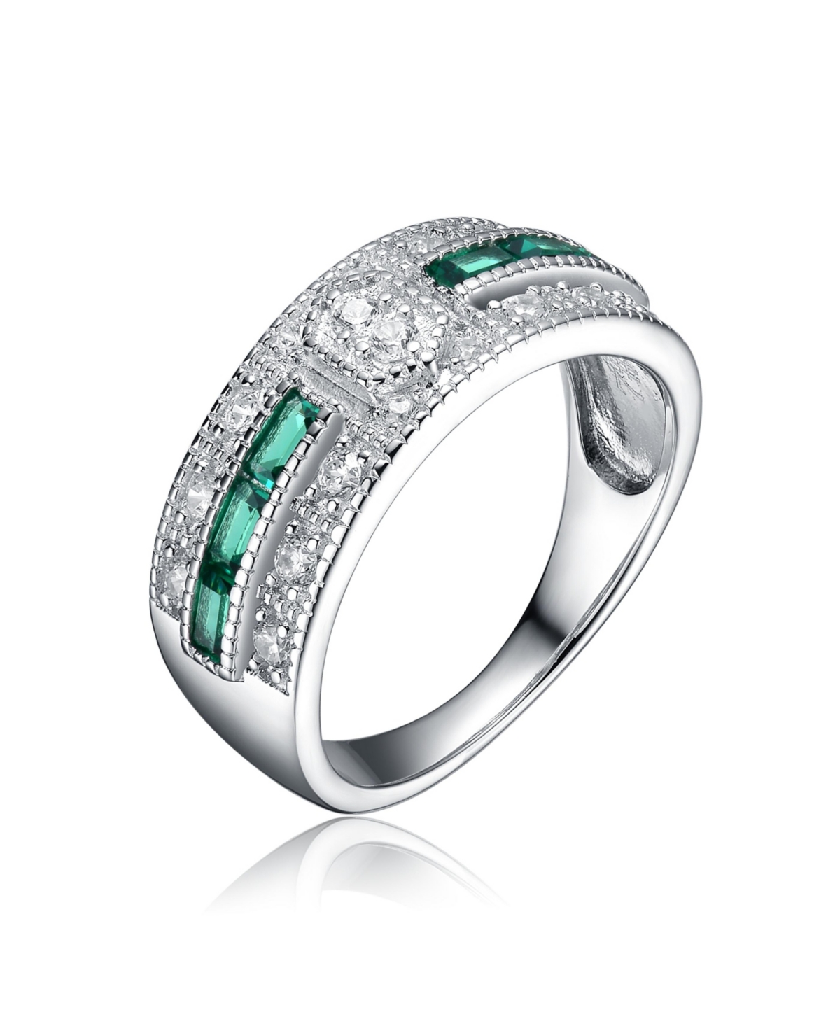 Click here for Radiant Sterling Silver Cocktail Ring with Pave Gr... prices