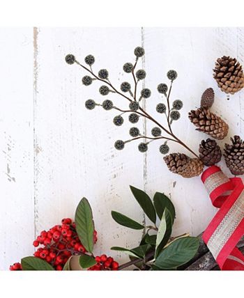 Floral Home Navy Holly Berry Stem Picks: 12pc, 35 Red Berries Decor ...