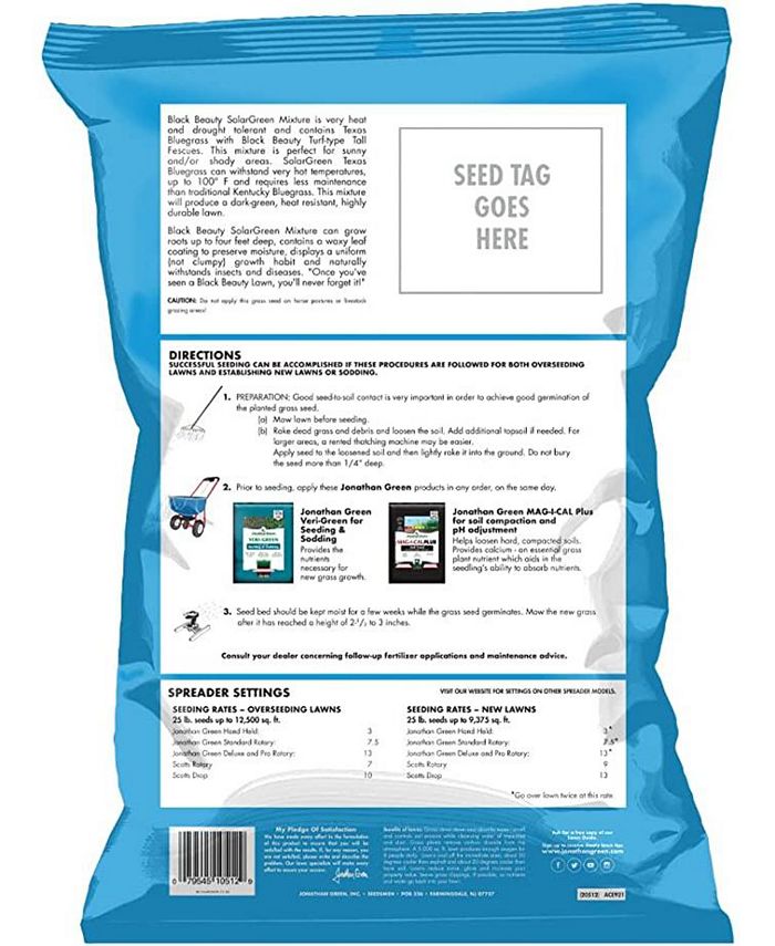 Jonathan Green Black Beauty Solar Green Texas Bluegrass Seed, 25lb - Macy's