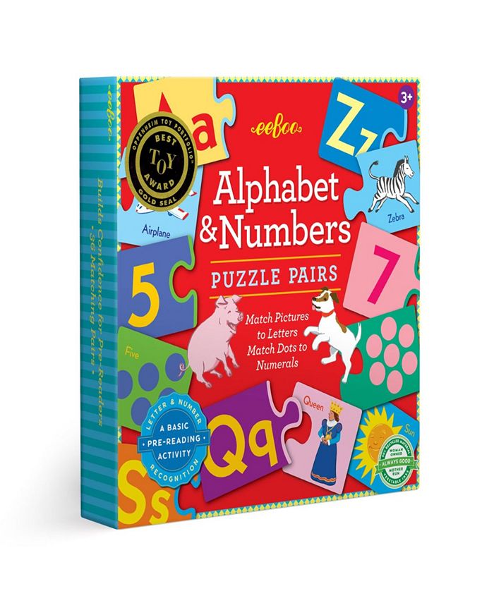 Eeboo Alphabet Numbers 72-Piece Puzzle Pairs Set - Macy's