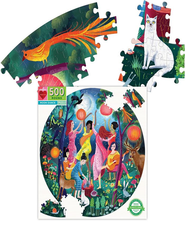 Eeboo Piece and Love Moon Dance 500 Piece Round Circle Jigsaw Puzzle ...