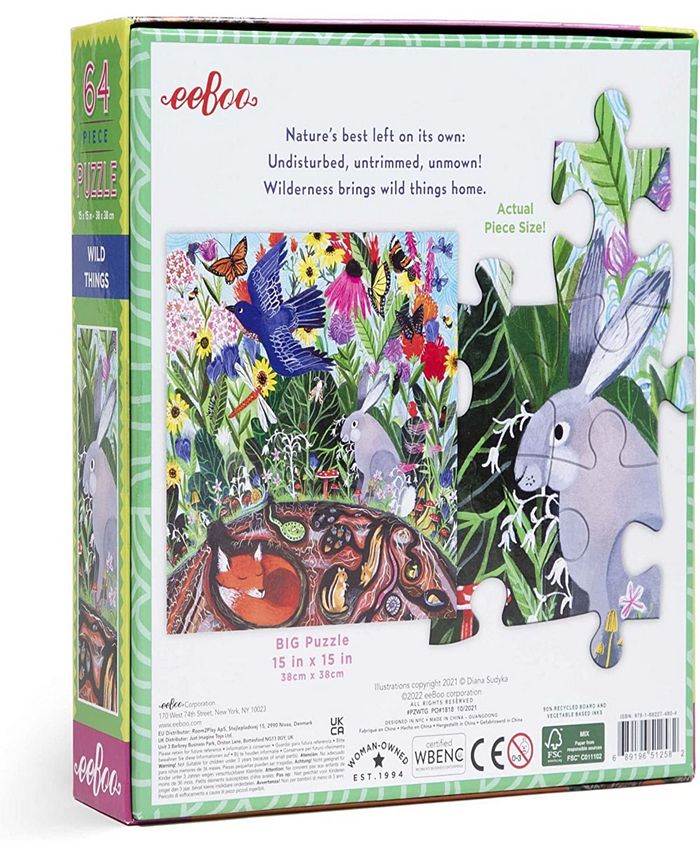 Eeboo Wild Things 64 Piece Jigsaw Puzzle - Macy's