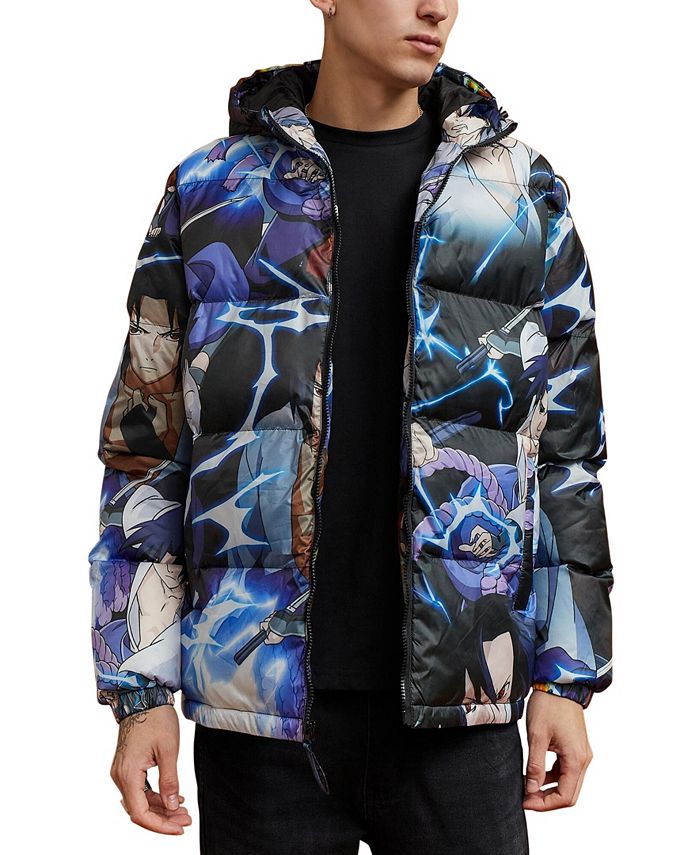 Reason Men's Naruto Sasuke All Over Print Puffer Jacket - Macy's