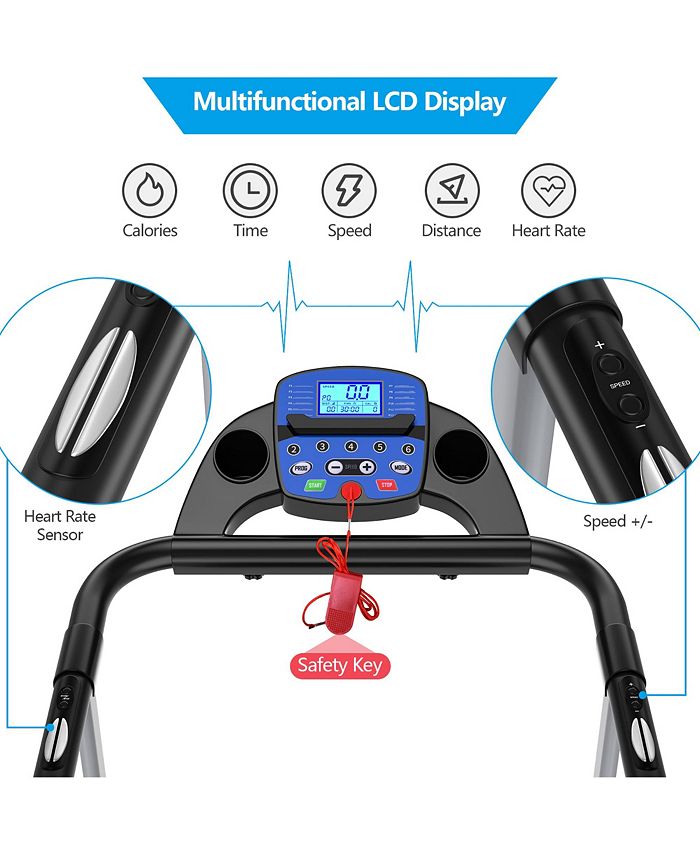 Costway 1100W Folding Treadmill Electric Support Motorized Power - Macy's