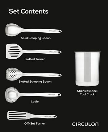 Circulon Tools Stainless Steel Kitchen Tools with Crock, Set of 6 - Macy's