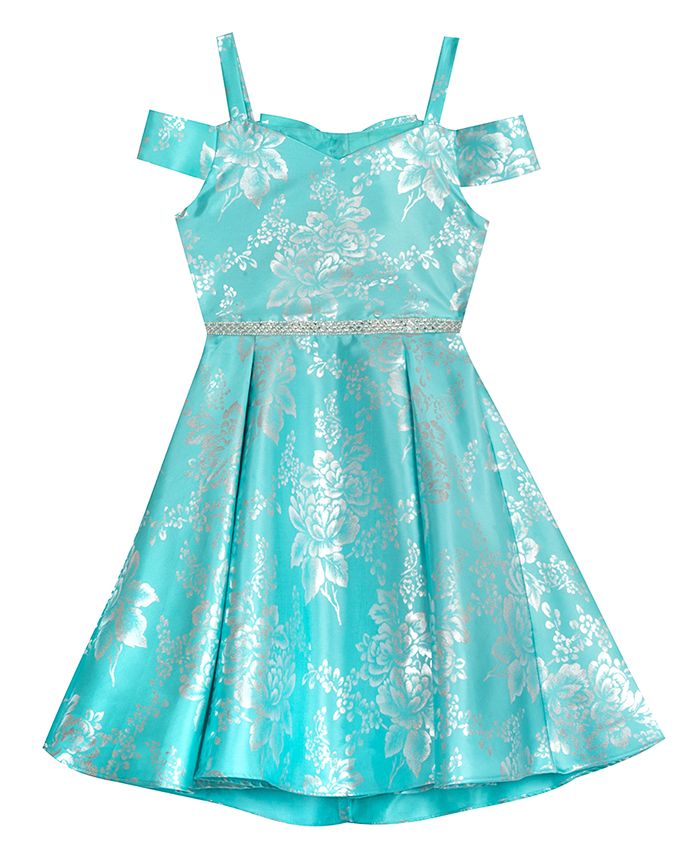Rare Editions Big Girls Floral Foil Mikado A-Line Dress - Macy's
