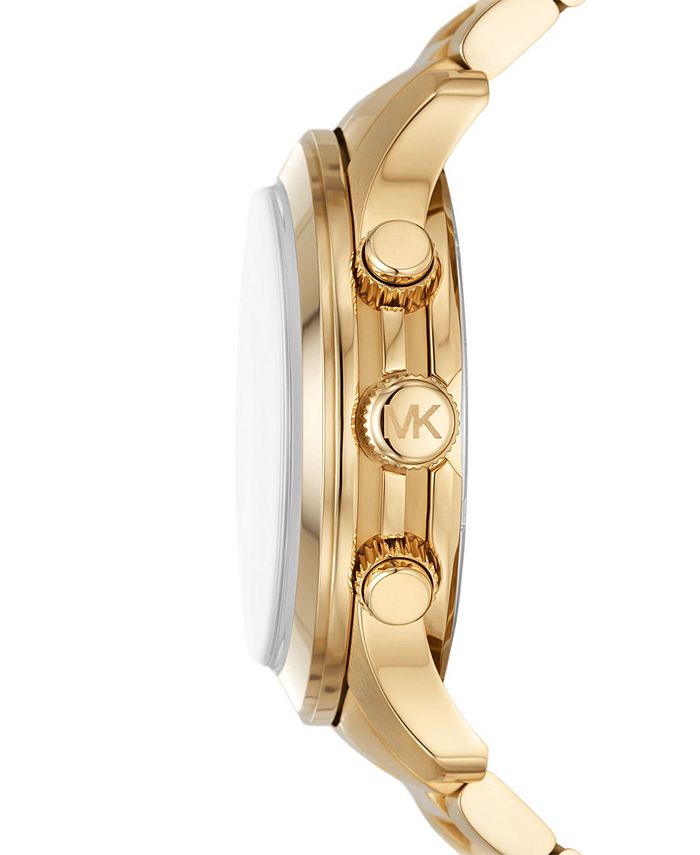 Michael Kors Unisex Runway Chronograph Gold-Tone Stainless Steel Bracelet Watch, 45mm - Macy's