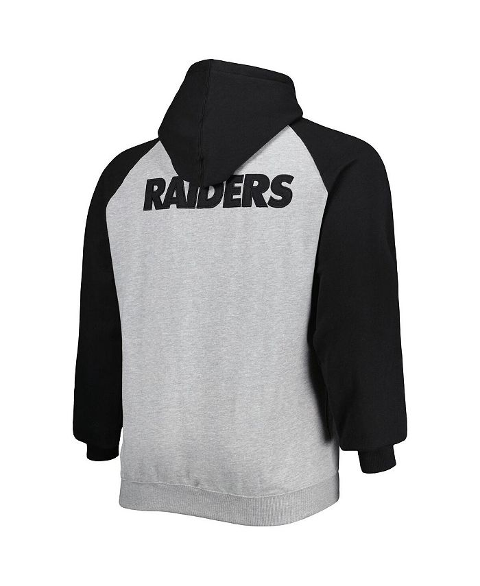 Profile Men's Heather Gray Las Vegas Raiders Big and Tall Fleece Raglan ...