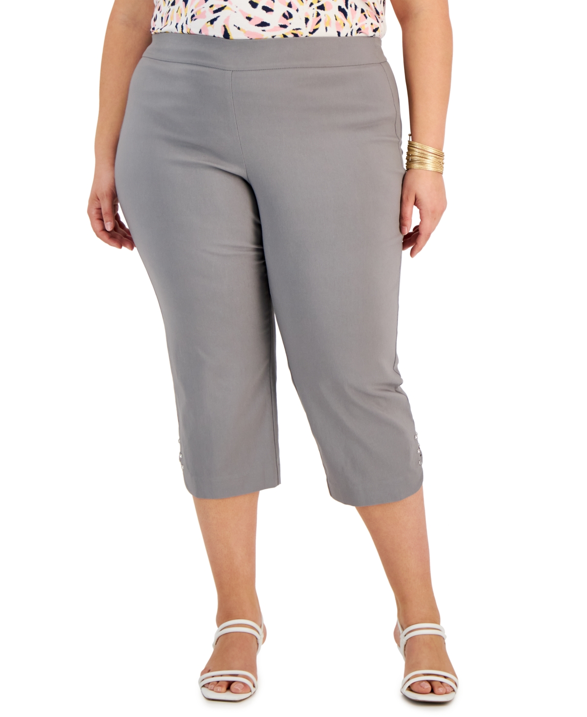 Jm Collection Plus Size Lattice Hem Capri Pants Created For Macys In