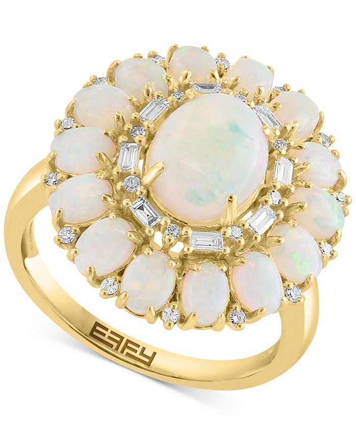 EFFY Collection EFFY® Opal (3 ct. t.w.) & Diamond (1/5 ct. t.w.) Halo ...