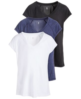 ID Ideology Women's 3-Pk. Short-Sleeve V-Neck Tees, Created for Macy's ...