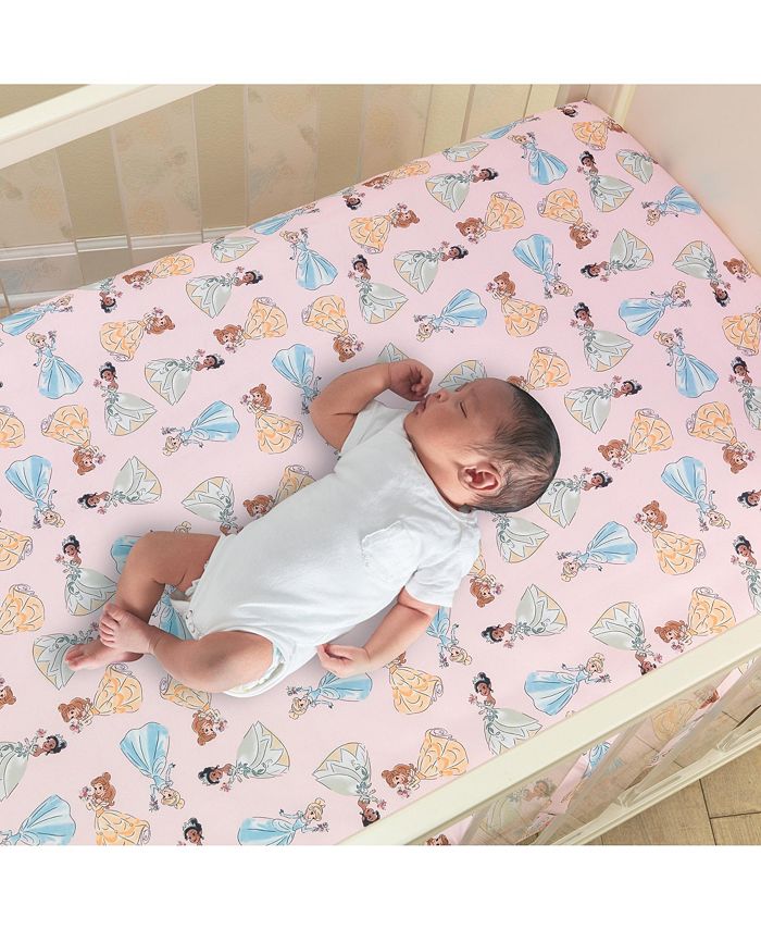 Lambs & Ivy Disney Princesses Pink Fitted Crib Sheet - Belle/Tiana ...