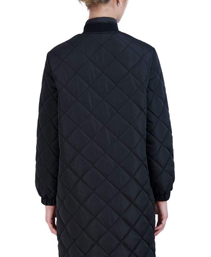 Sebby Collection Women's Long Diamond Quilt Jacket - Macy's