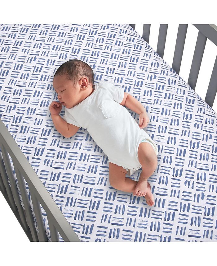 Lambs & Ivy Signature Crosshatch Organic Cotton Navy Blue Fitted Crib ...