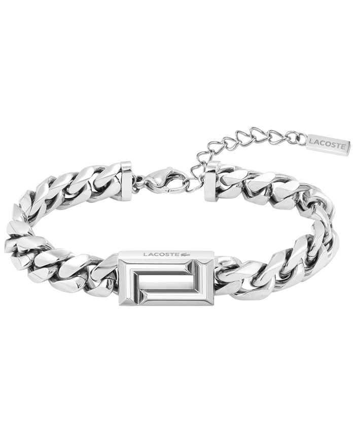 Lacoste Men's Stainless Steel Curb Chain Bracelet - Macy's