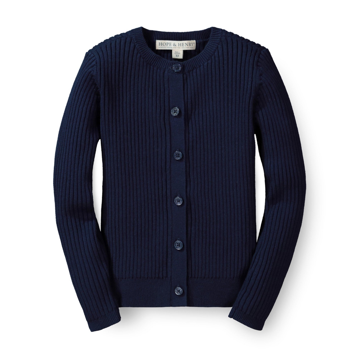Click here for Hope & Henry Baby Girls Rib Knit Cardigan - Navy prices