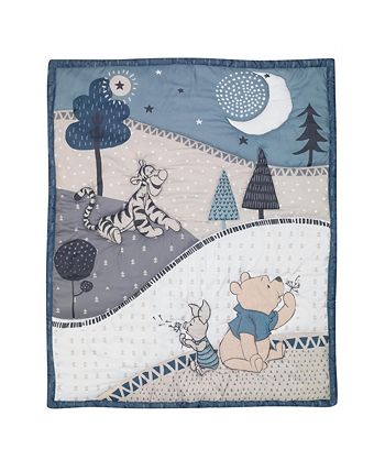Lambs & Ivy Disney Baby Forever Pooh Blue/Gray Bear 3-Piece Baby Crib ...
