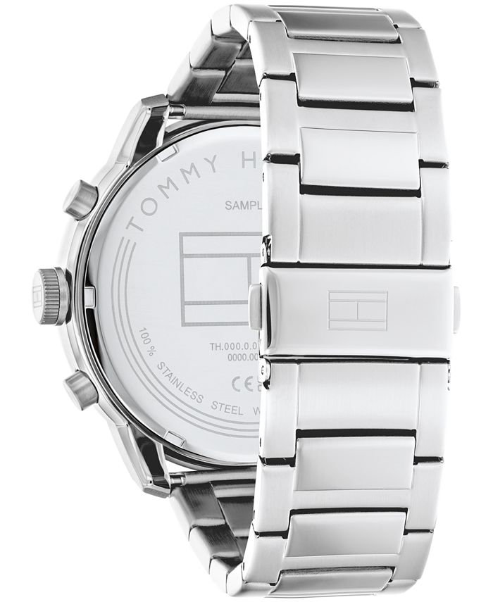 Tommy Hilfiger Men's Multifunction Silver-Tone Stainless Steel Bracelet ...