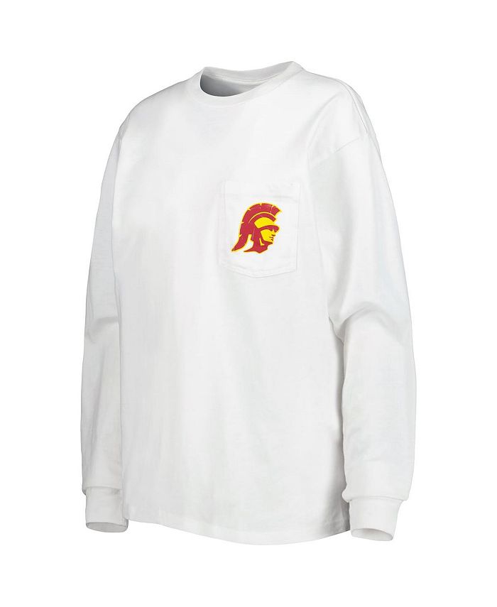 League Collegiate Wear Women's White Usc Trojans Oversized Pocket Long ...