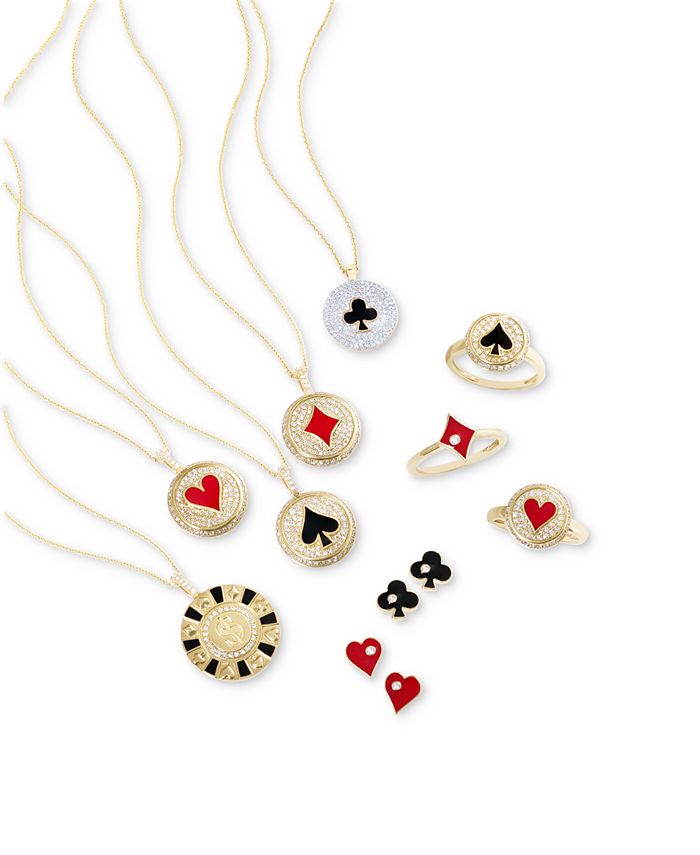 EFFY Collection Diamond (1/2 ct. t.w.) & Black Enamel Clubs Pendant ...