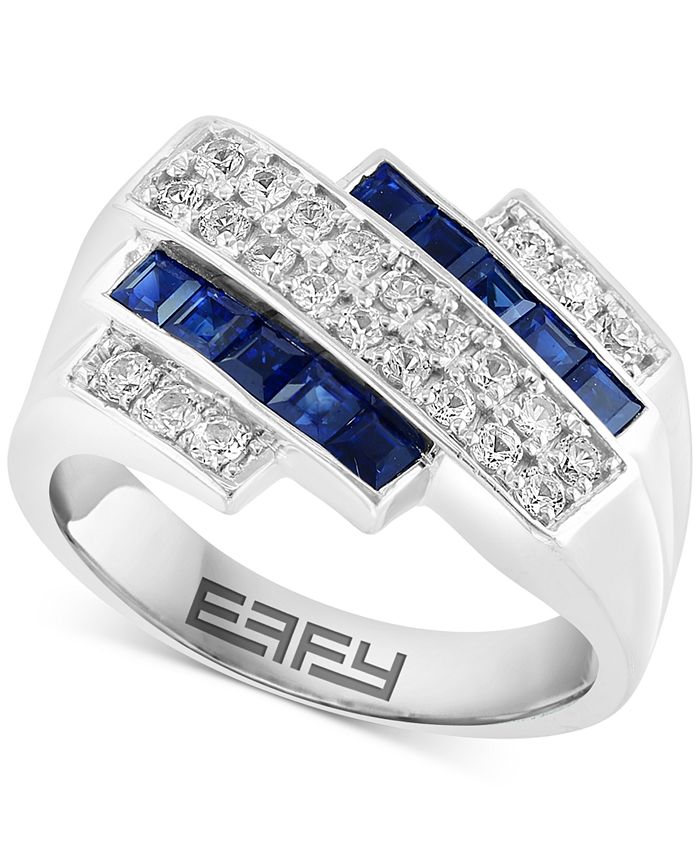 EFFY Collection EFFY® Men's Sapphire (1-1/3 ct. t.w.) & White Sapphire ...