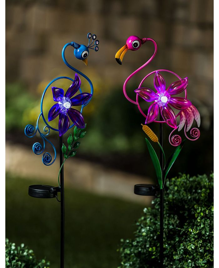 Evergreen 35"H Solar Peacock Bobble Garden Stake - Macy's