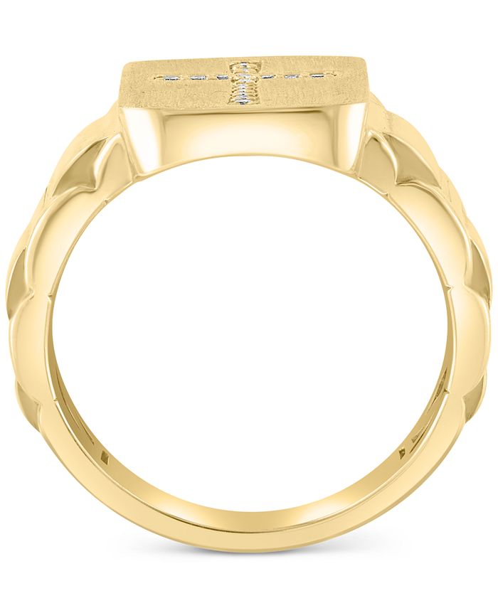 EFFY Collection EFFY® Men's Diamond Cross Ring (1/10 ct. t.w.) in 10k ...