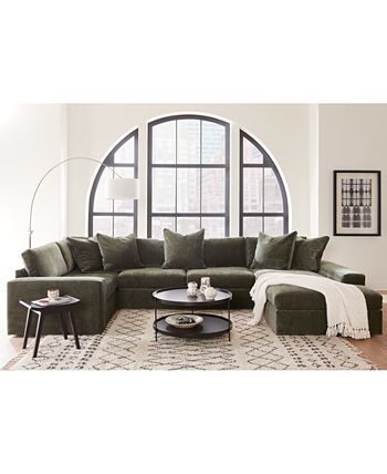 Furniture Michola 161" 3-Pc. Fabric Sectional with Double Chaise ...
