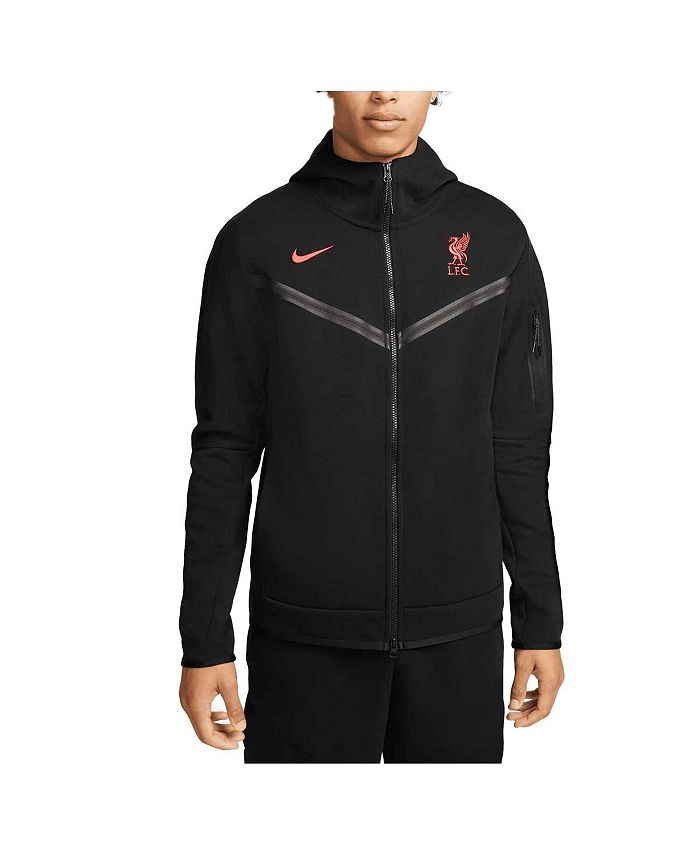 Nike Men's Black Liverpool Logo Tech Fleece Full-Zip Hoodie - Macy's