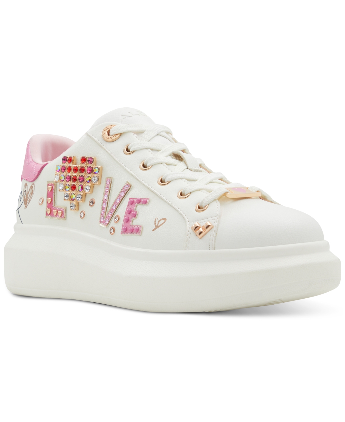 Aldo Women's Digilove Embellished Lace-up Sneakers In White | ModeSens