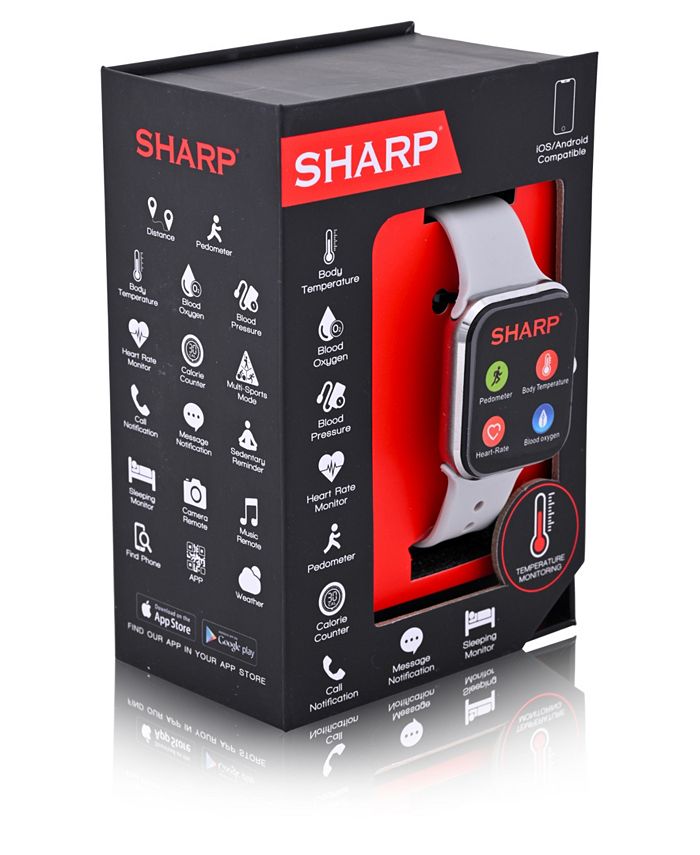 Sharp Unisex Gray Silicone Smart Watch 38mm - Macy's