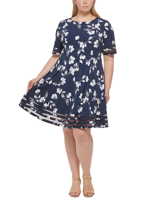 Jessica Howard Plus Size Floral Print Fit And Flare Dress Macys