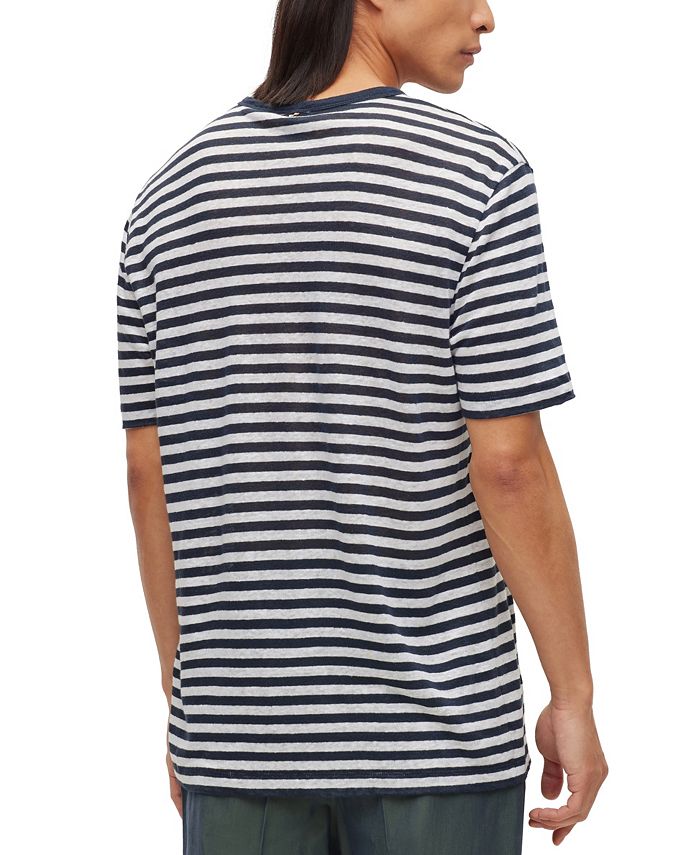 Hugo Boss Men's Horizontal-Striped T-shirt in Pure Linen - Macy's