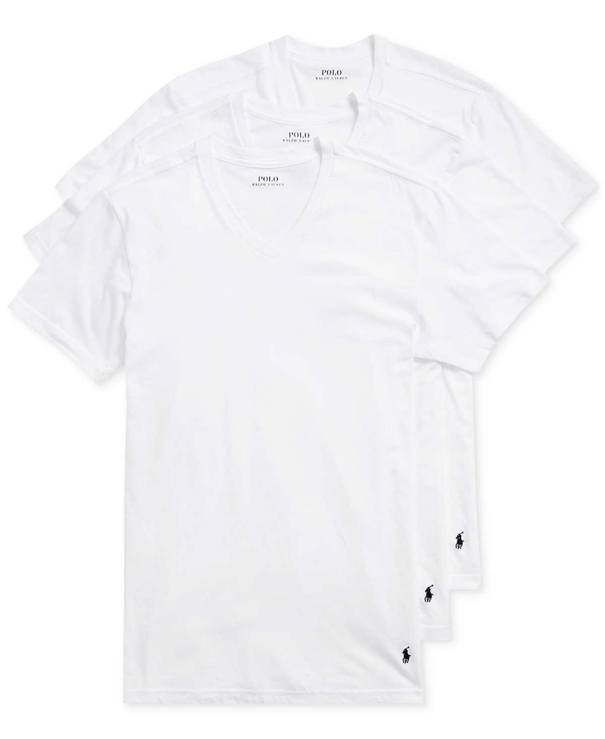 Polo Ralph Lauren Mens 3-Pack V-Neck Classic Undershirts - White