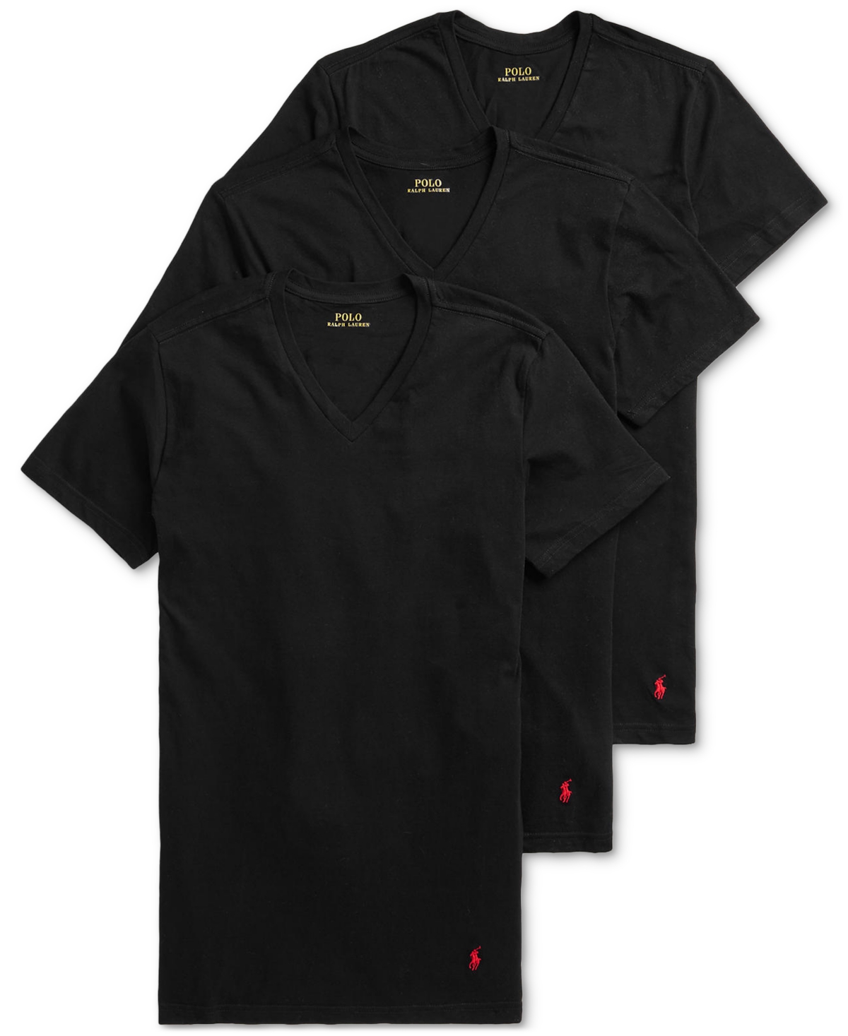 Polo Ralph Lauren Mens 3-Pack V-Neck Classic Undershirts - Polo Black
