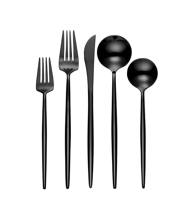 Hampton Forge Skandia Zephyr Black 45 Piece Flatware Set, Service For 8 ...