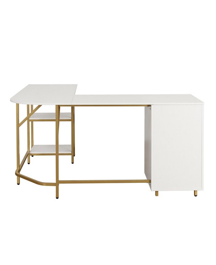 Techni Mobili Wood L-Shape Home Office with Storage Two-Tone Desk - Macy's