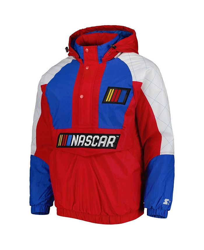 Starter Men's Red, Blue NASCAR The Body Check Half-Snap Pullover Jacket ...