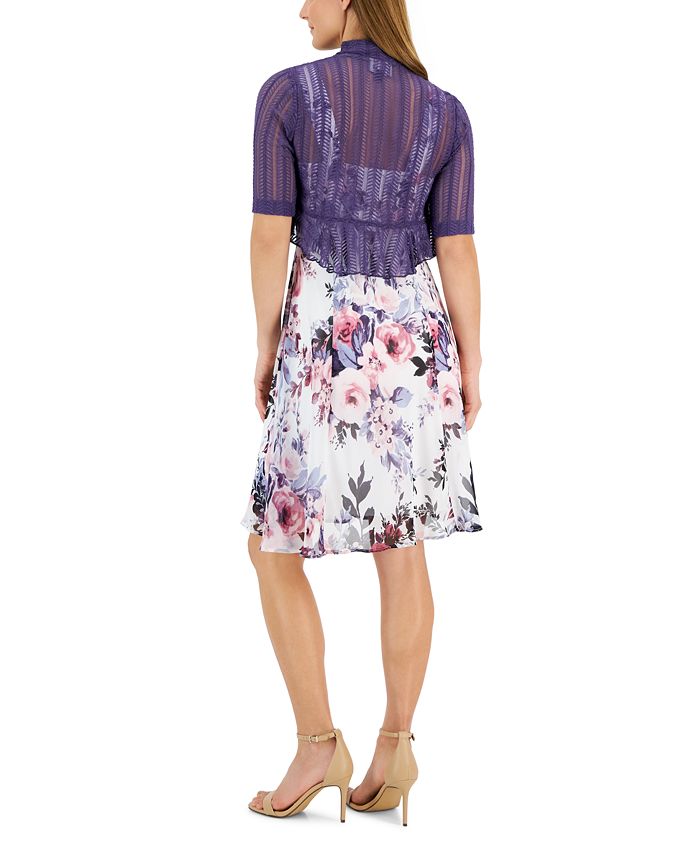 Connected Petite 2-Pc. Crochet Jacket & Dress Set - Macy's