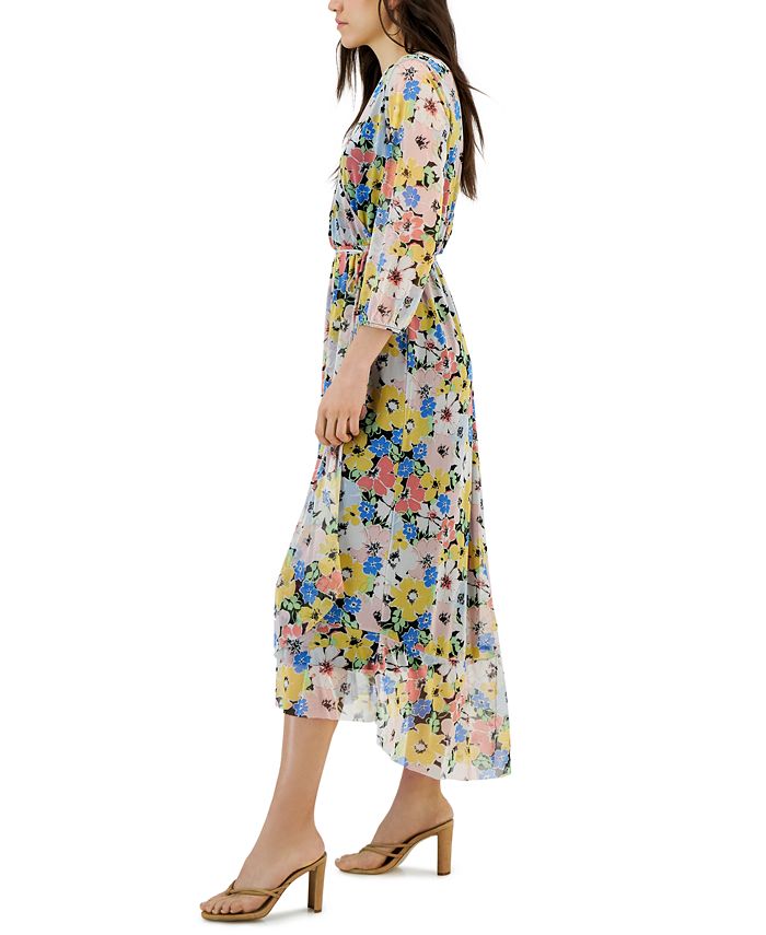 JAMIE & LAYLA Petite Floral-Print Surplice V-Neck Flounce Maxi Dress ...