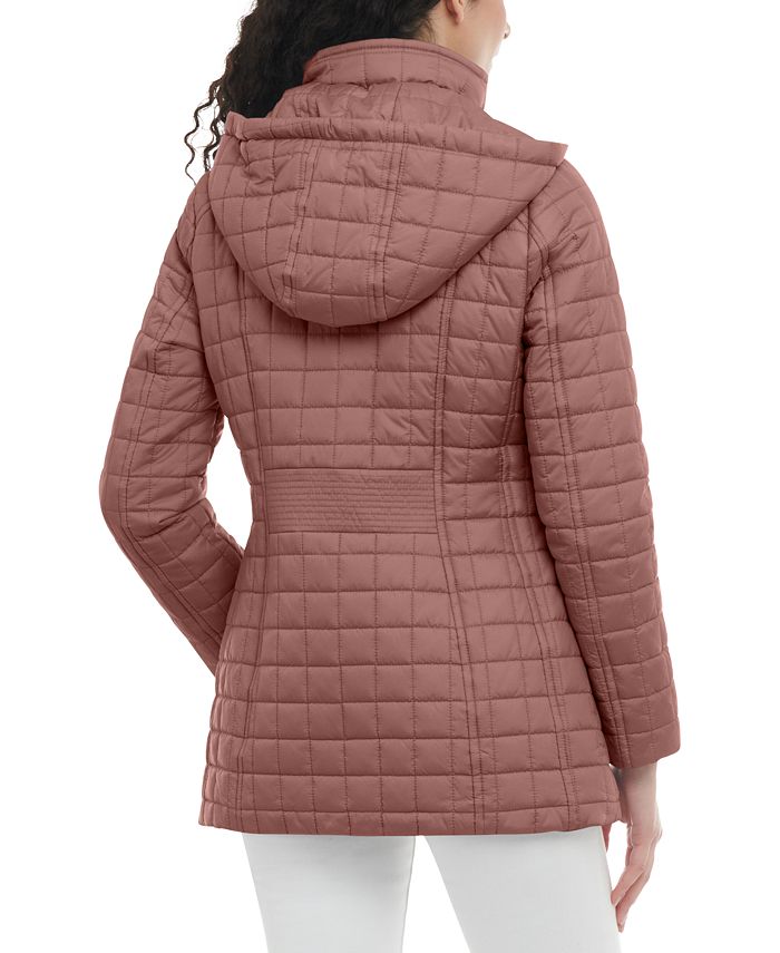 London Fog Petite Hooded Stand-Collar Box Quilted Coat & Reviews ...
