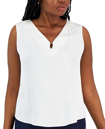 Kasper Women's Sleeveless Keyhole V-Neck Camisole - Macy's