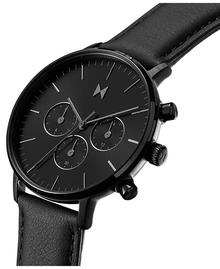MVMT Men's Quartz Legacy Leather Black Watch 42mm - Macy's