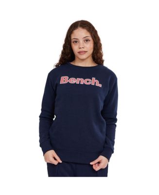 Bench Raina womens sweatshirt crew neck navy with pink logo - Macy's